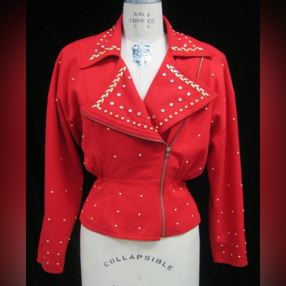 Mesmerize | Jackets & Coats | Vintage 8 By Fiery Red Jacket With Gold ...